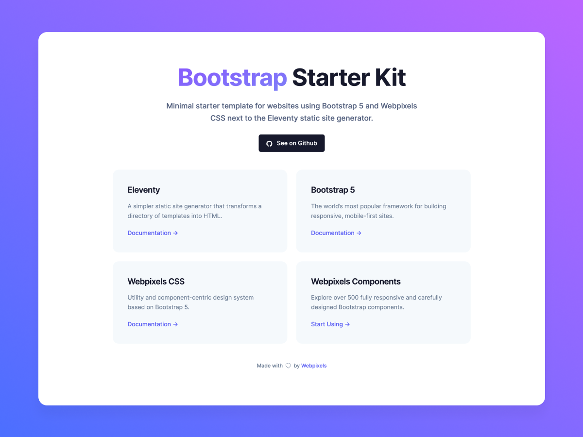 Bootstrap 5 Starter Kit Webpixels